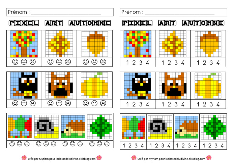 Pixel-Art-Feuille-De-Route-Automne CP | PDF