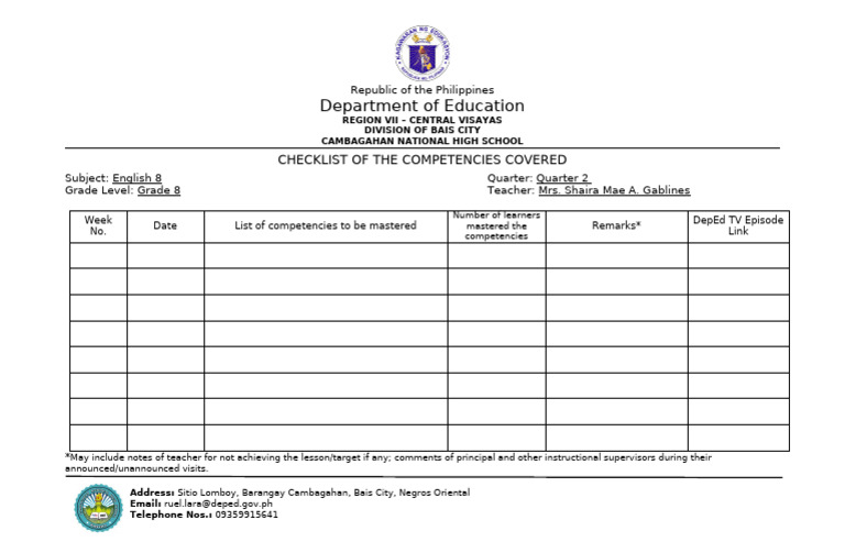 CHECKLIST-OF-THE-COMPETENCIES-COVERED | PDF