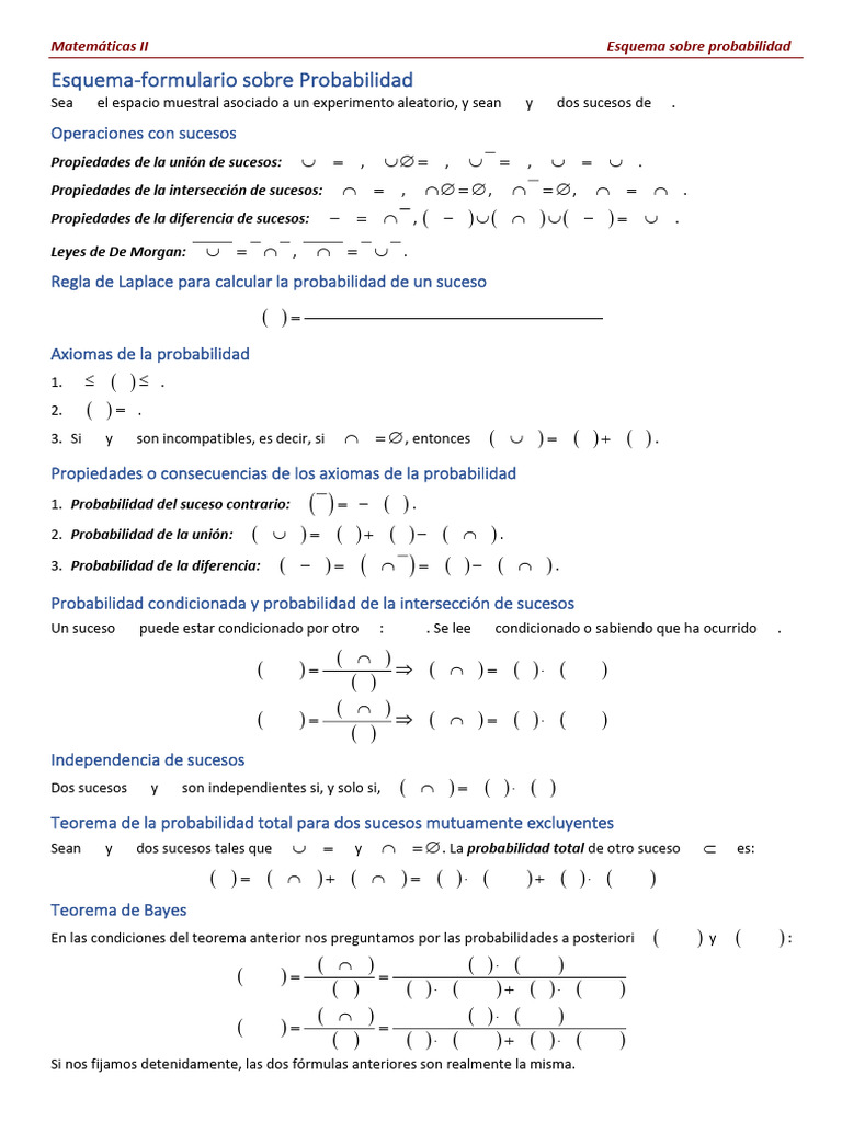 Esquema Probabilidad | PDF | Teoría de probabilidad | Probabilidad