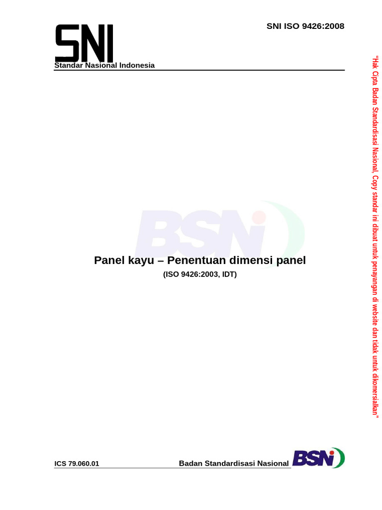 SNI ISO 9426 2008 Penentuan Dimensi Panel | PDF