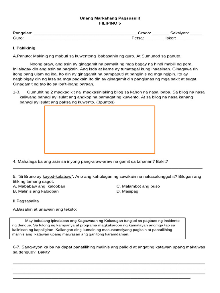 PT_FILIPINO 5_Q1_V2 | PDF