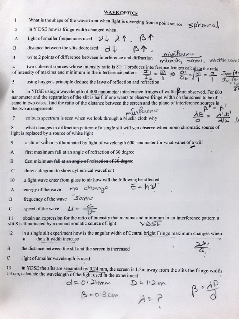 Wave Optics Assignment | PDF