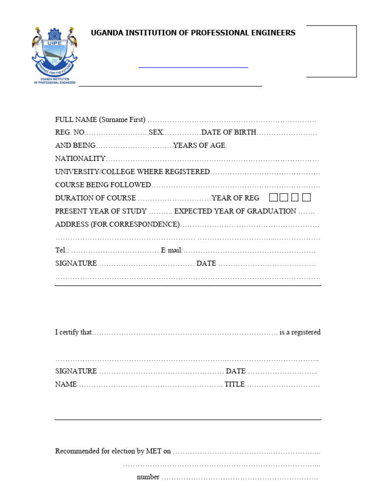 UIPE Student Membership Application Form | PDF