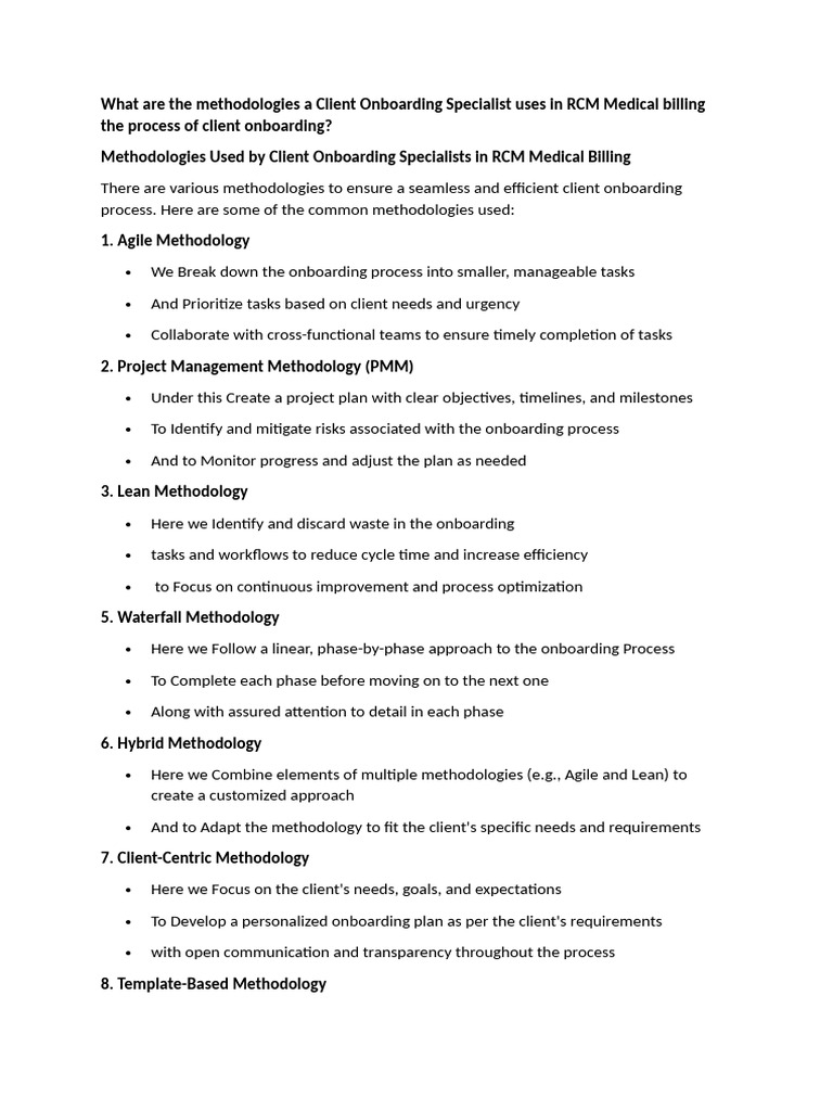 Methodology for Client Onboarding | PDF