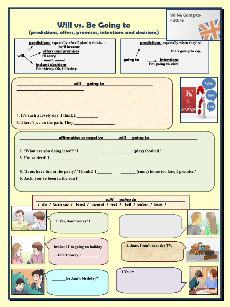 Will Vs Be Going To Grammar Drills Grammar Guides - 92660 | PDF