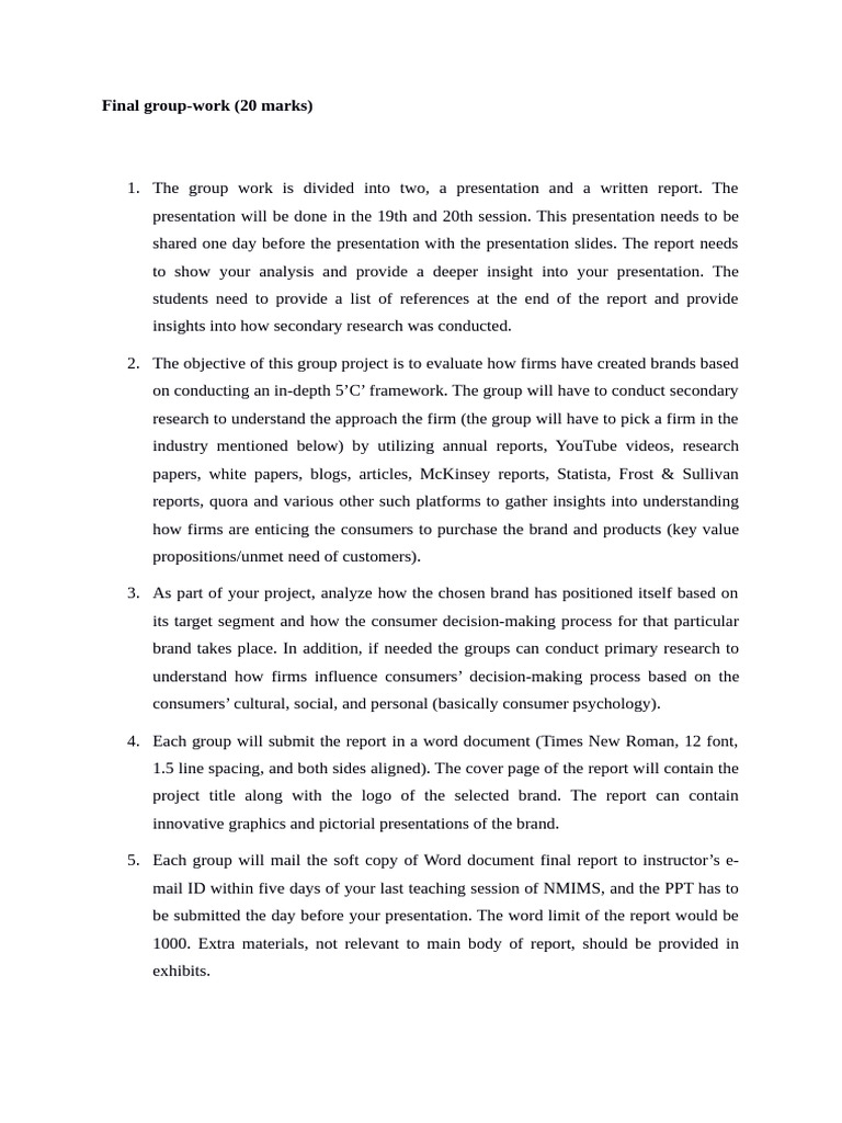 Final Group Project Guidelines 2024 | PDF