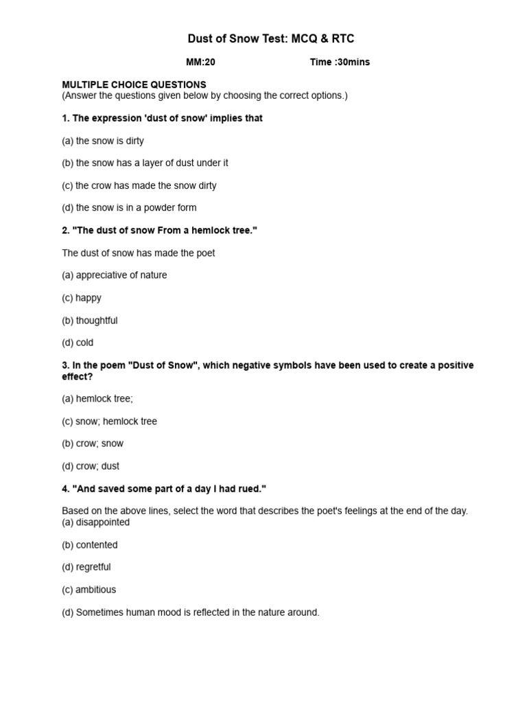 Dust of Snow-Test | PDF