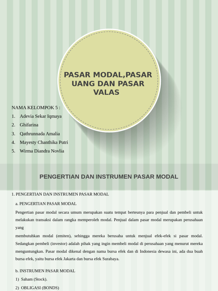 BDLK PPT (Pasar Modal, Pasar Uang Dan Pasar Valas) | PDF
