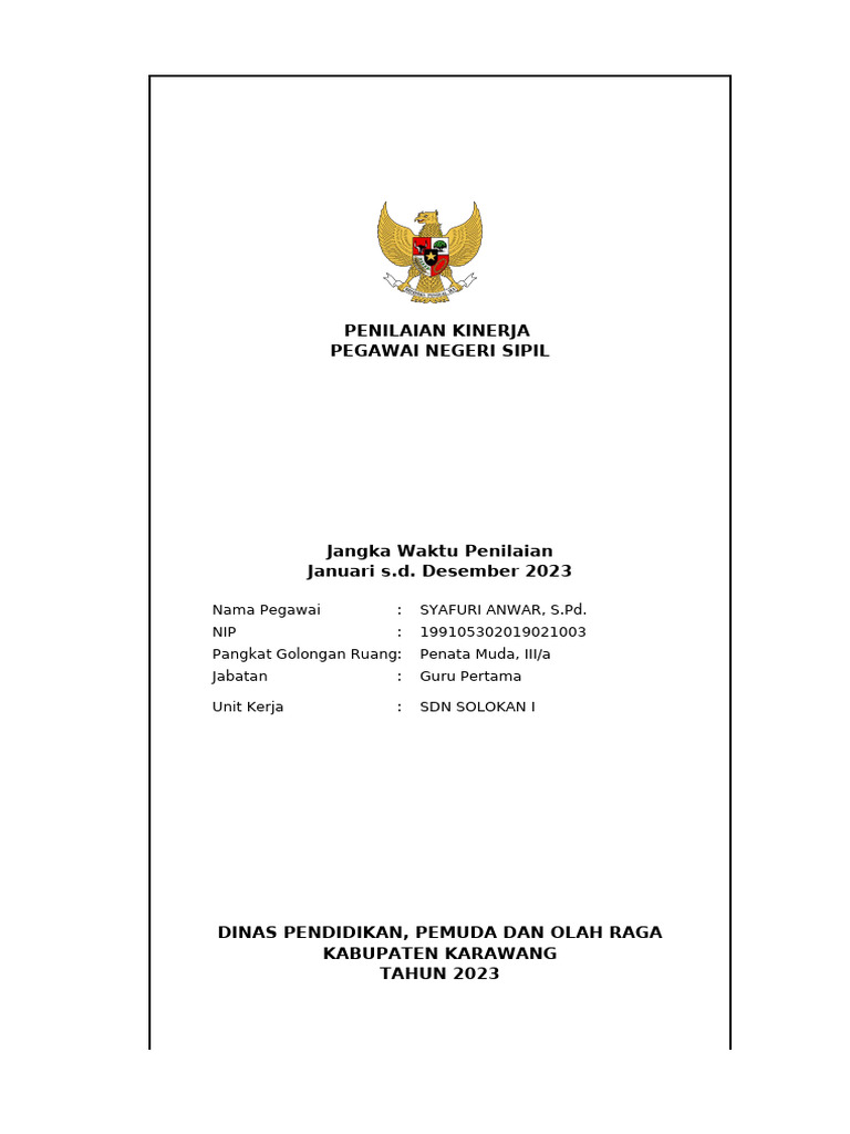 FORM SKP PERMENPAN 6 2022 - Guru - SYAFURI ANWAR - 2023 - Buat Kepentingan Naik Tingkat | PDF