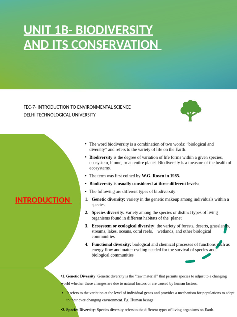 BIODIVERSITY AND ITS CONSERVATION | PDF