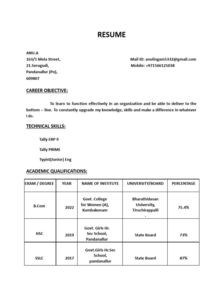 Anu Resume | PDF