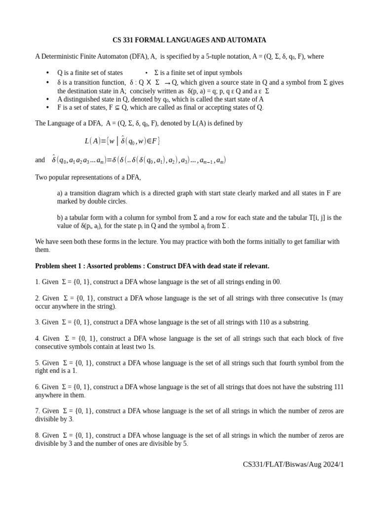 Problem Sheet1 2024 | PDF