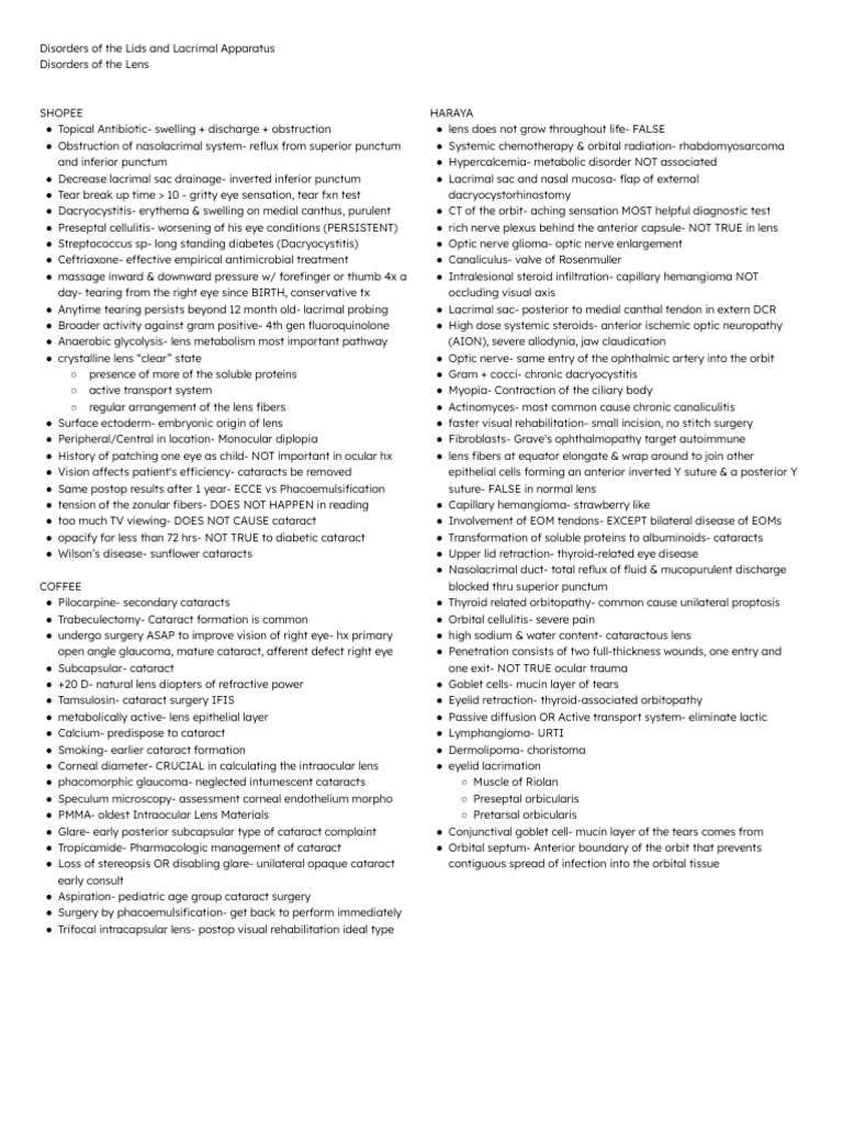 Ophtha Lids and Lacrimal Ducts | PDF | Cataract | Science & Mathematics
