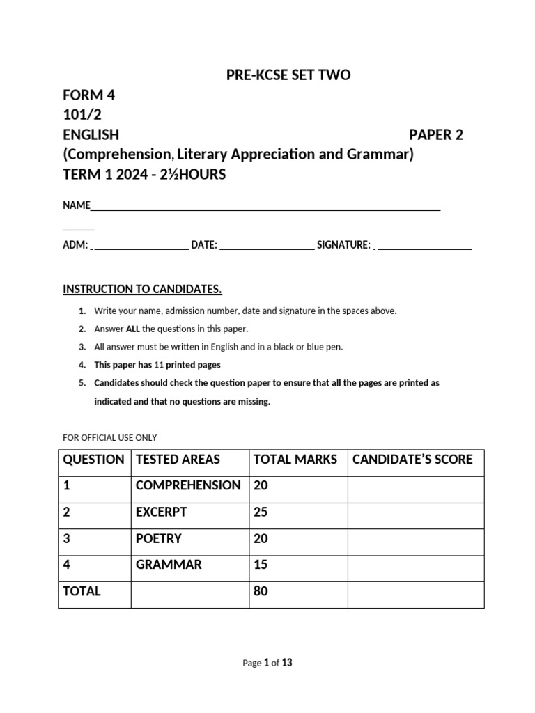 English Pp2 | PDF