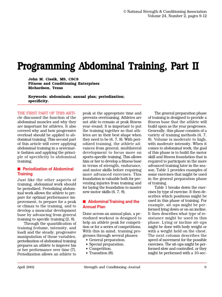 Programming Abdominal Training Part II | PDF | Physical Exercise | Sports