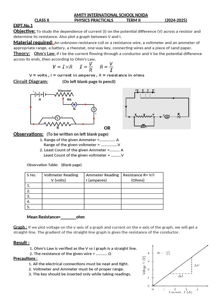 X Physics Prac. (II) 24-25 | PDF