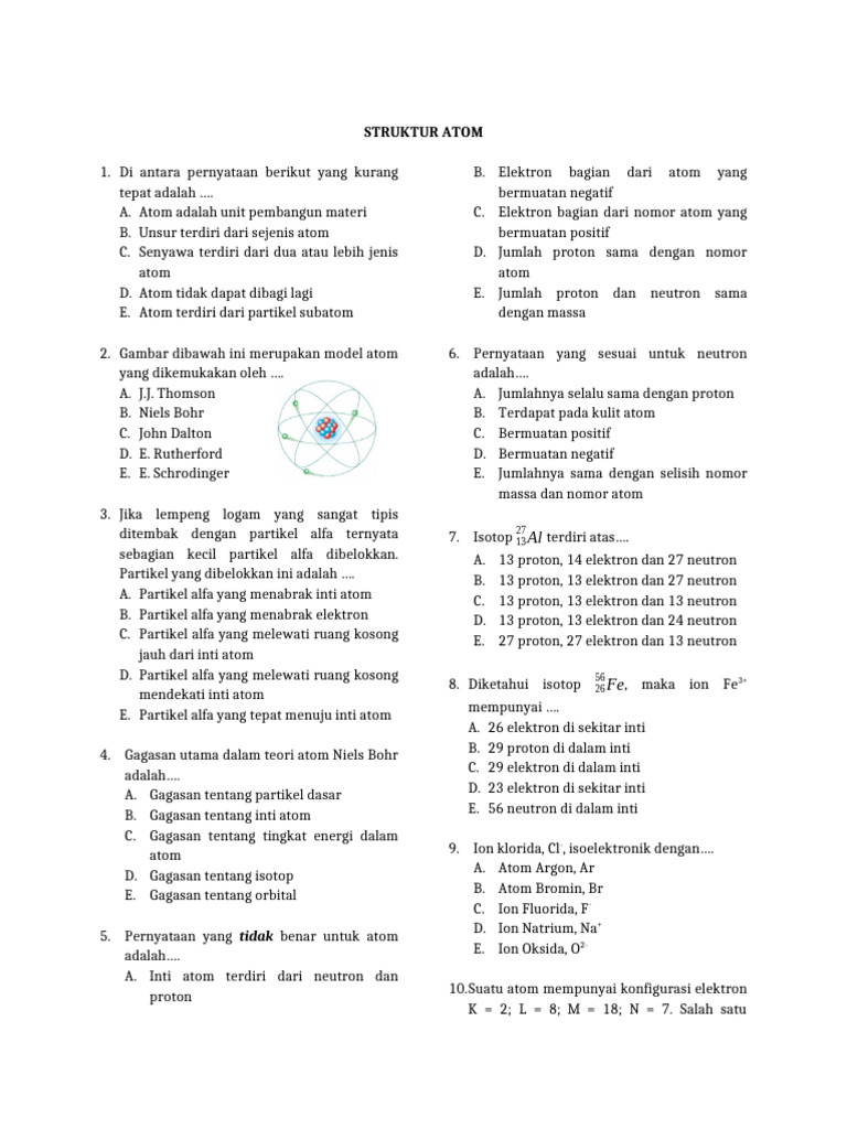 Soal Struktur Atom | PDF