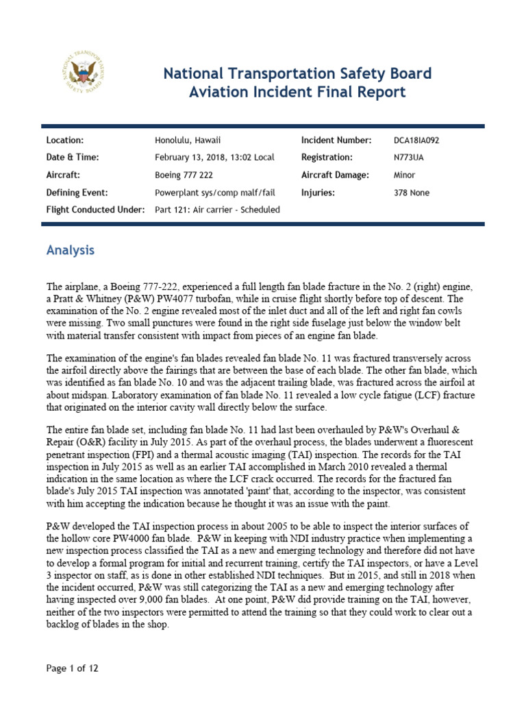 United Airlines 1175 Final Report | PDF