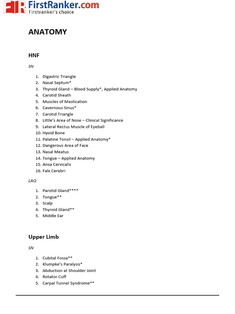 1st Year Imp Topic | PDF