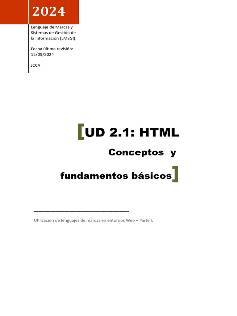 UD 2.1 HTML I. Conceptos y Fundamentos Básicos | PDF
