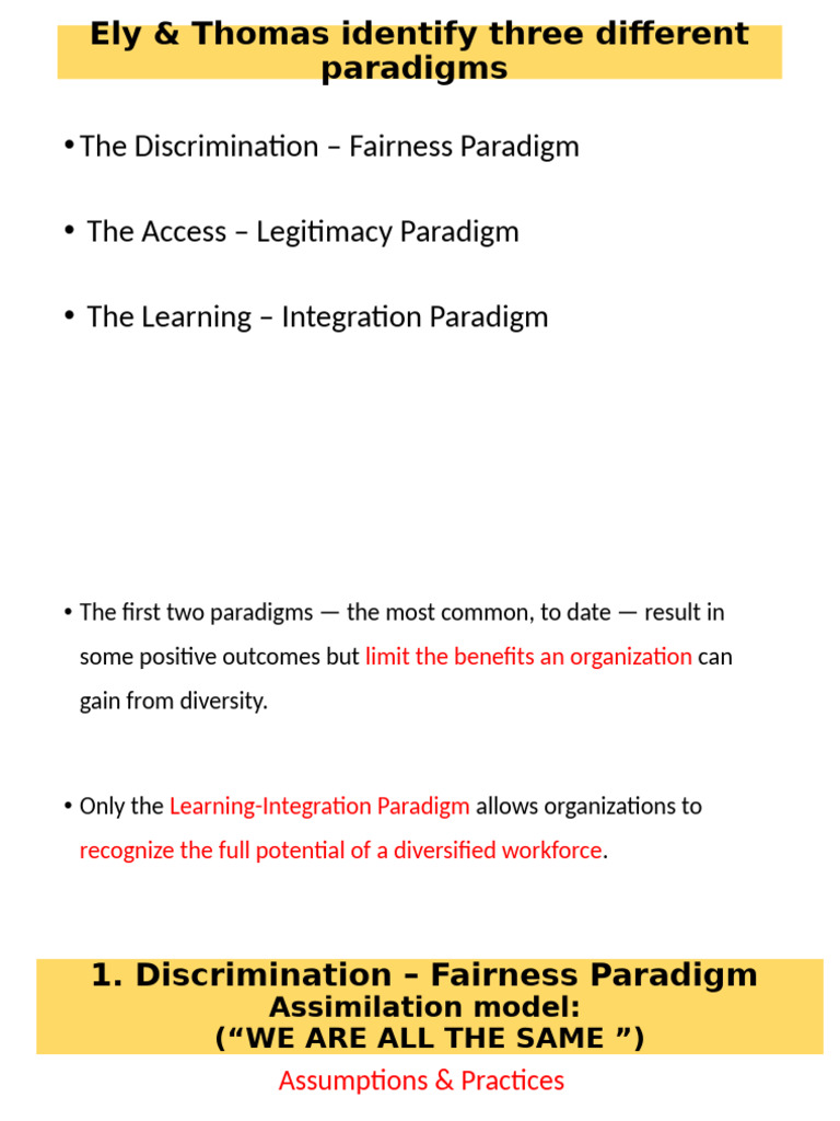 Diversity and Inclusion Three Paradigms | PDF