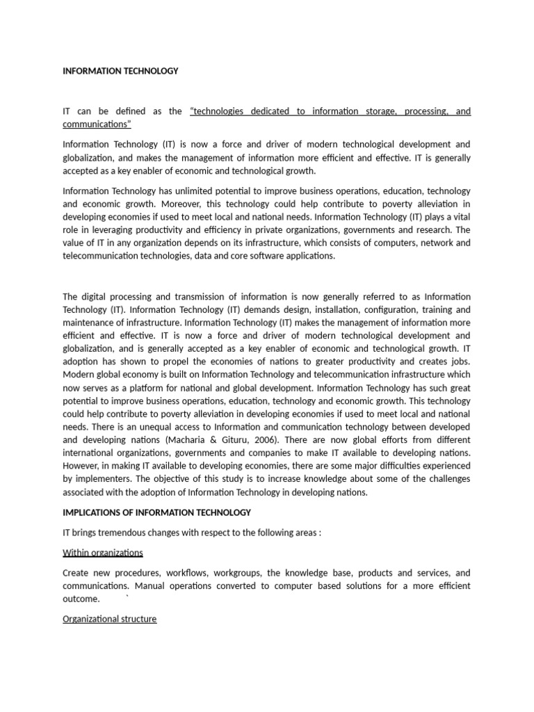 INFORMATION TECHNOLOGY | PDF