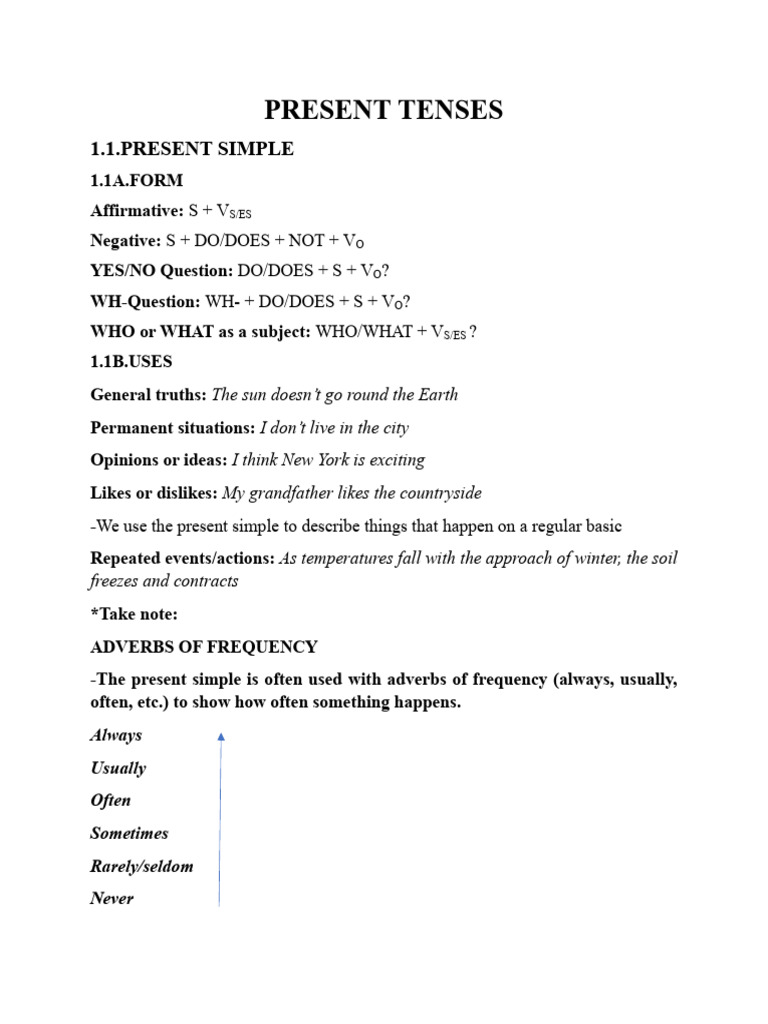 Present Tenses B N D y | PDF