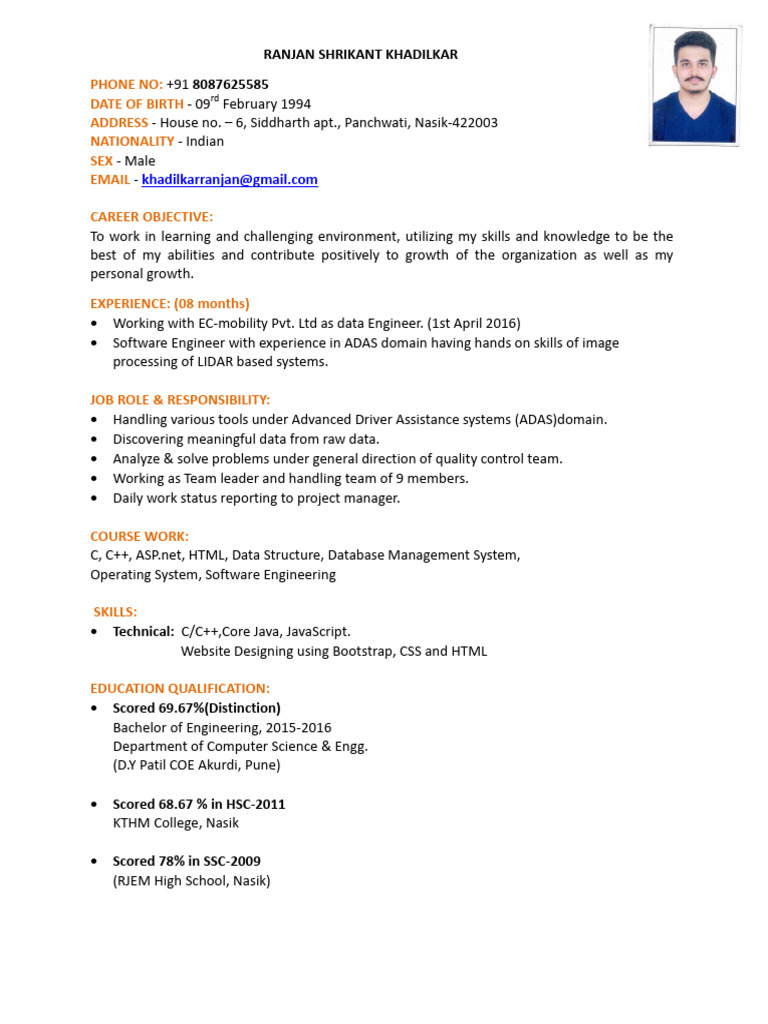 Ranjan Software CV-1 | PDF