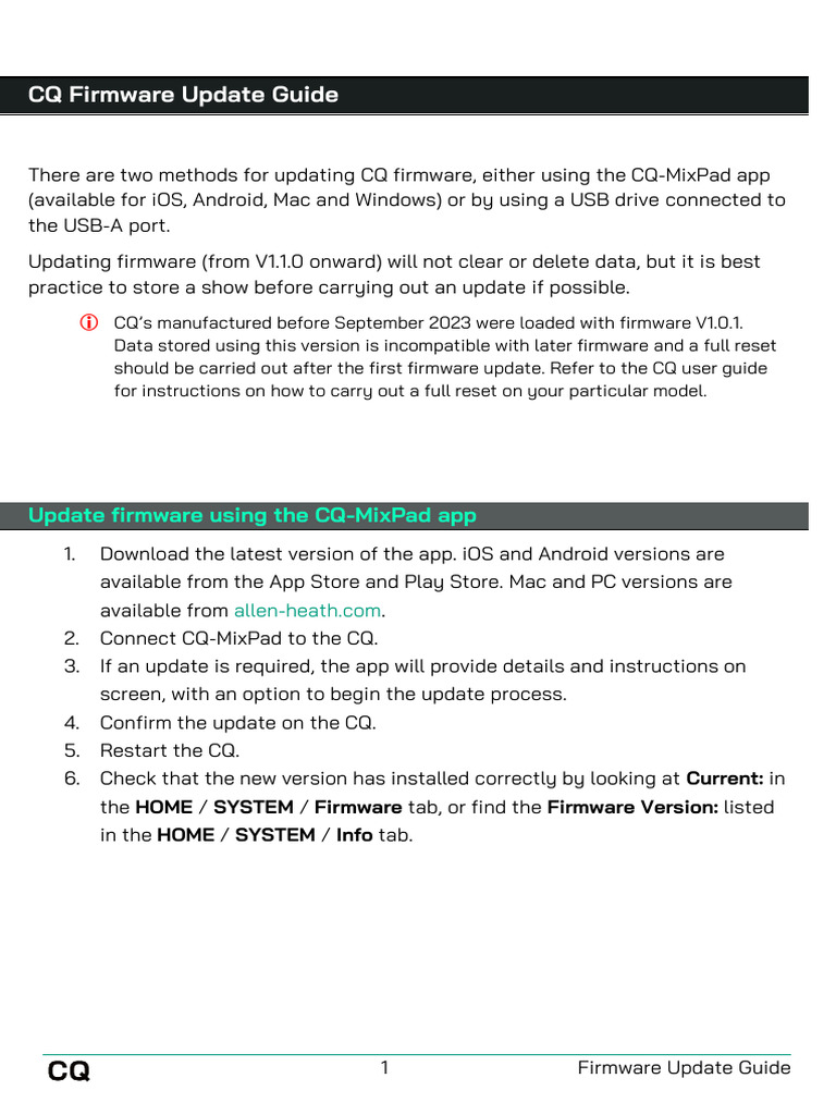 CQ FirmwareUpdateGuide | PDF