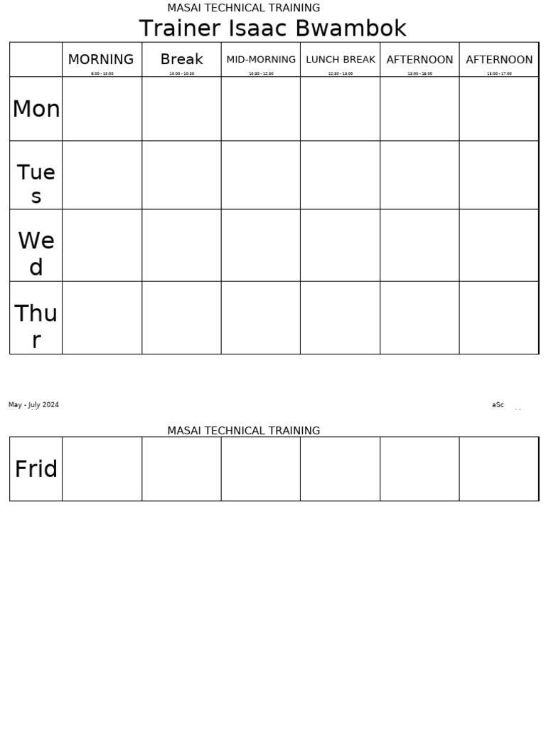 Trainers TT Aug Nov 2024 Updated TT | PDF