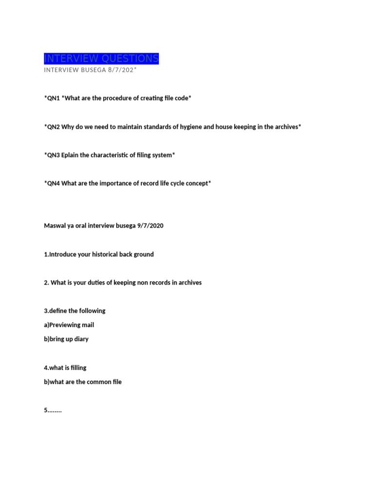 Interview Questions | PDF