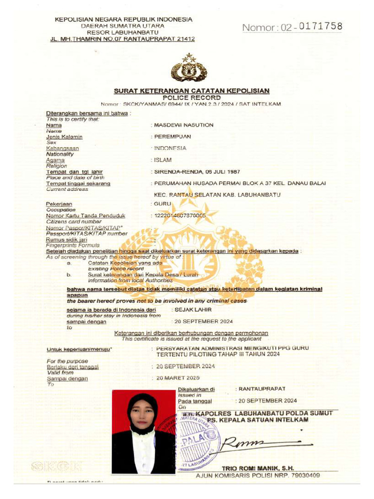 SKCK Masdewi NST | PDF