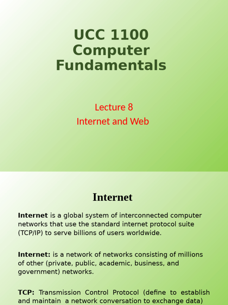 Lecture8 Internet and Web (Updated - Version) | PDF