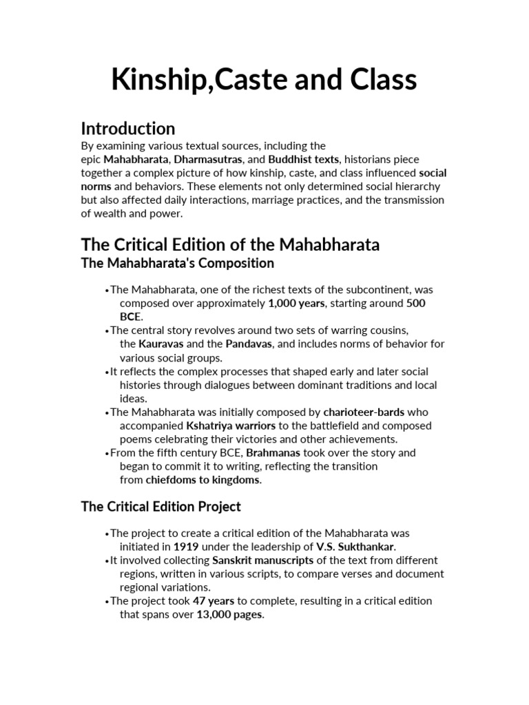 Kinship,Caste and Class | PDF