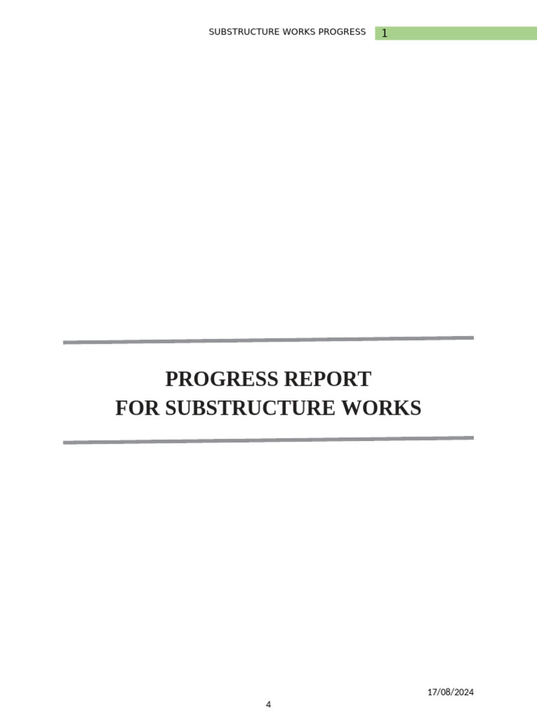 Work Progress Report For Substructure Works 02 (AutoRecovered) | PDF