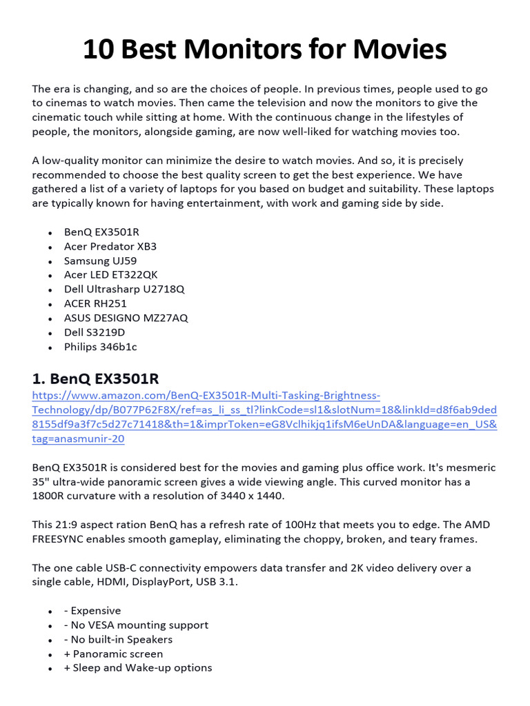 10 Best Monitors for Movies | PDF