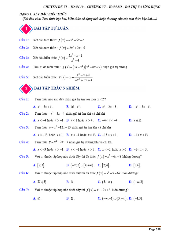 bai tap DAU CUA TAM THUC BAC HAI | PDF