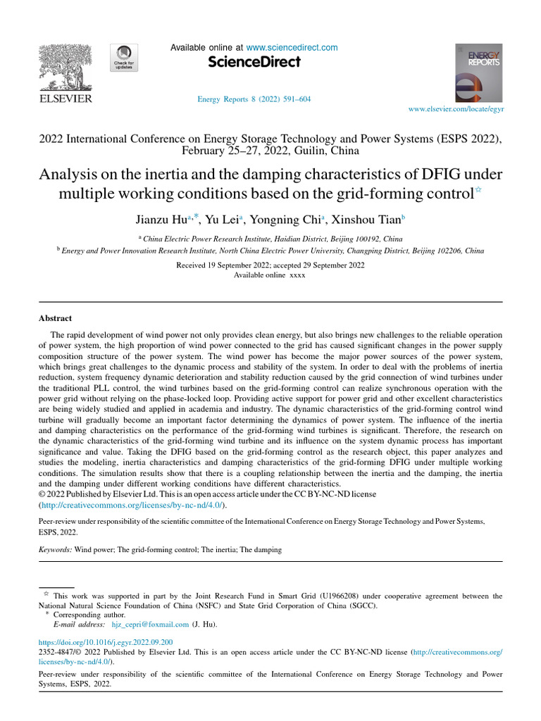 Analysis On The Inertia and The Damping Characteristics of DFIG 2022 ...
