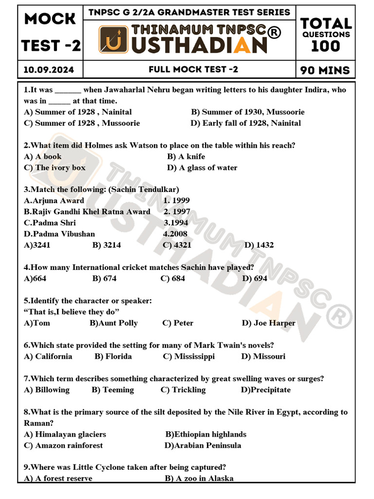Eng Mock Test - 2 | PDF
