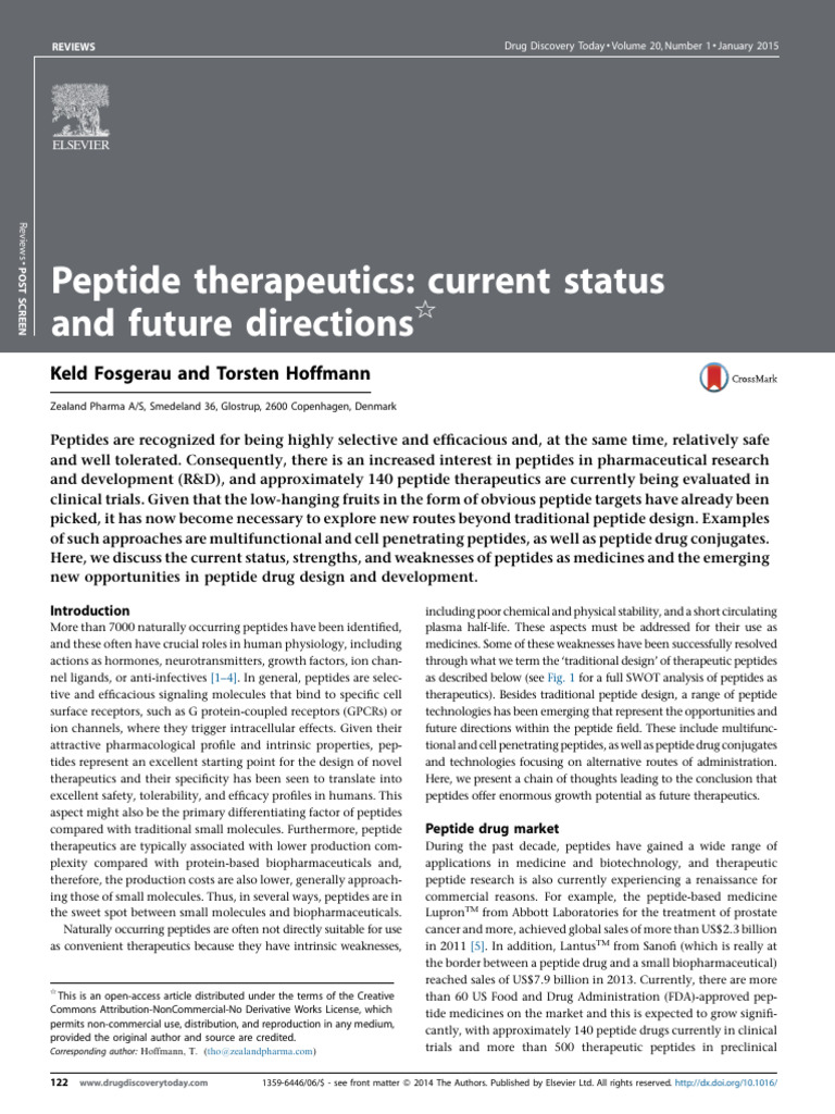 2015 - Peptides Therapeutics - Current Applications and Future Directions | PDF