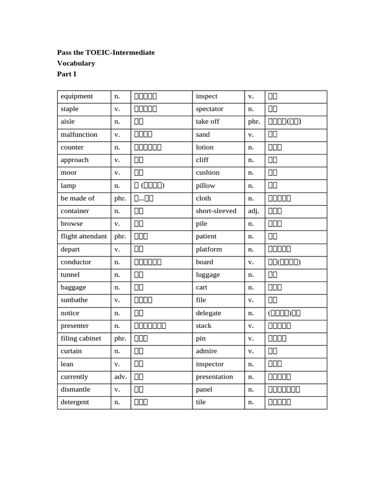Pass The TOEIC Vocab | PDF