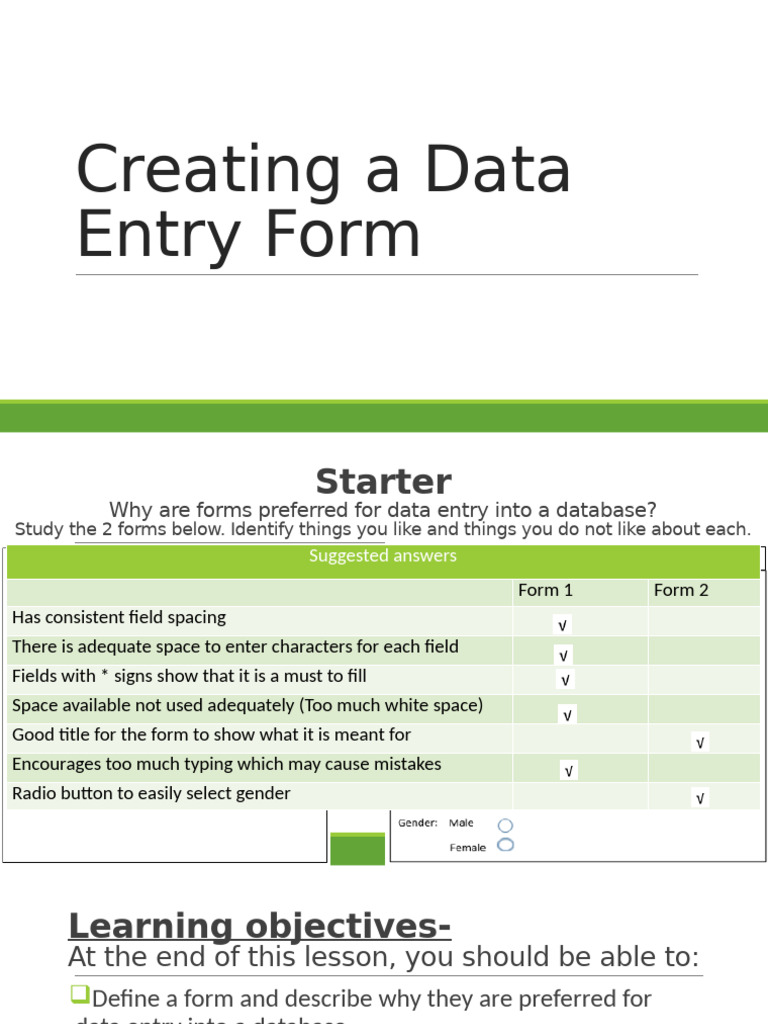 Wk2L1-Creating A Data Entry Form | PDF