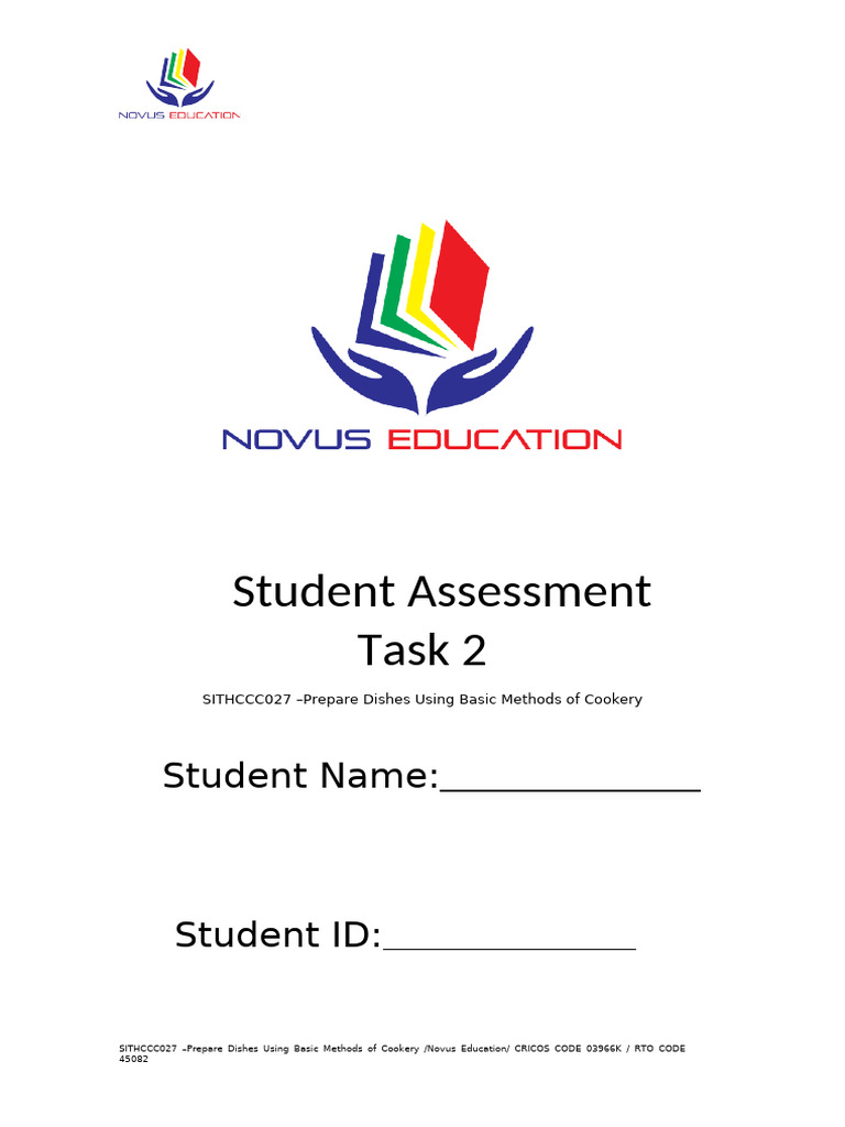 SITHCCC027 Student Assessment Task 2 | PDF