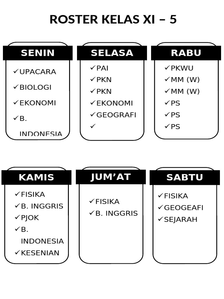 Jadwal Piket Kelas Xi Pem 2 | PDF