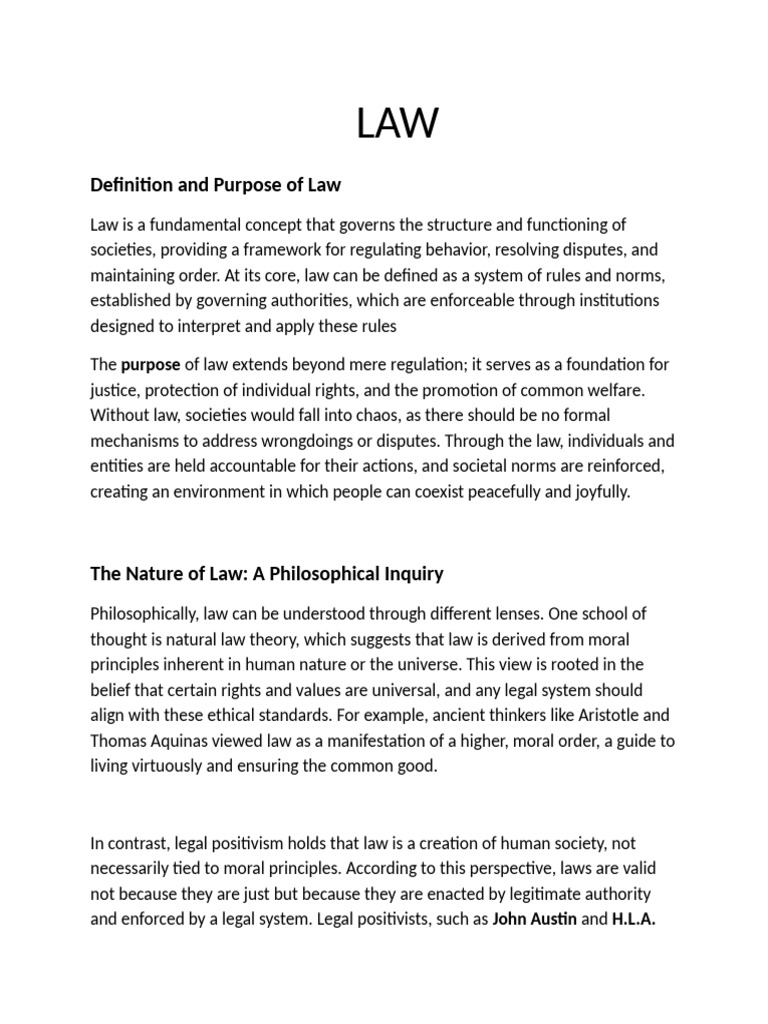LAW, Definition & Functions | PDF | Justice | Social Science
