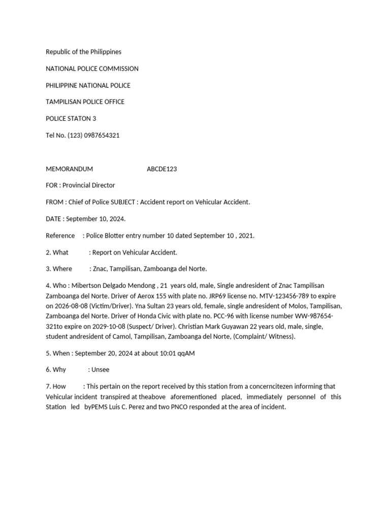 Police Report-WPS Office | PDF