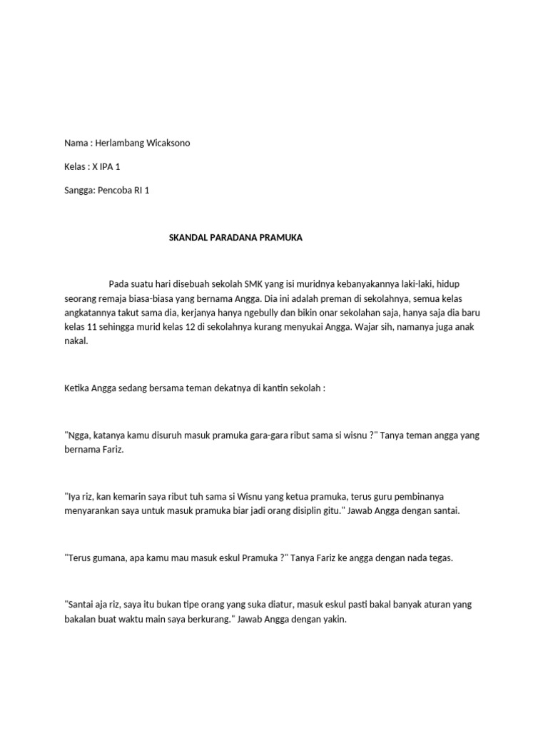 Tugas Pramuka Cerpen | PDF