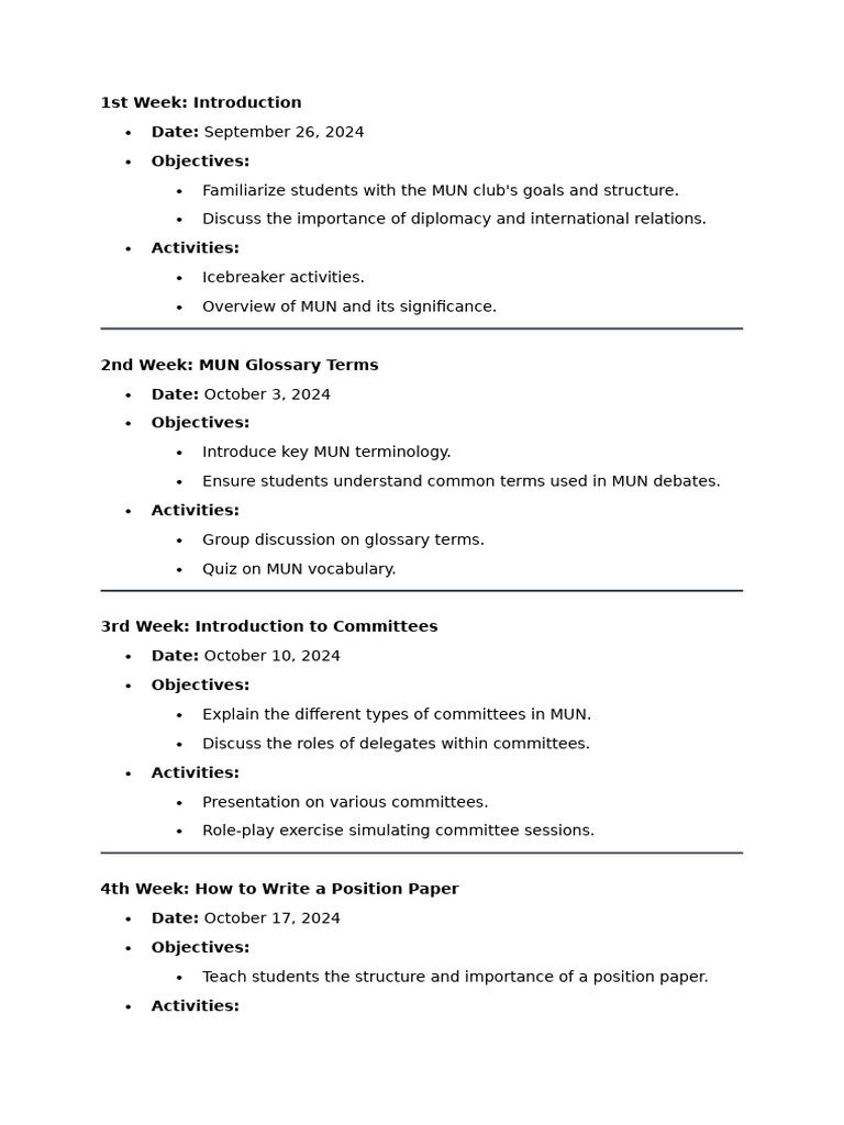 MUN LESSON PLAN | PDF