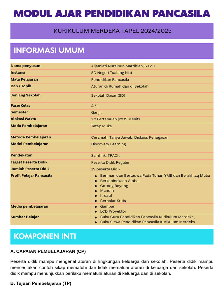 Modul Ajar Pendidikan Pancasila 20240826 085054 0000 | PDF