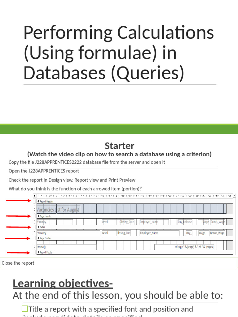 Wk6L1-Performing Calculations in Databases | PDF